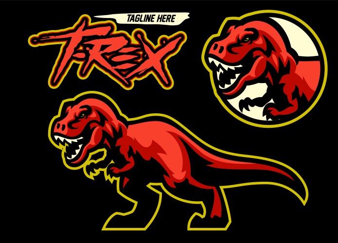 Cartoon roaring t-rex dinosaur mascot Royalty Free Vector