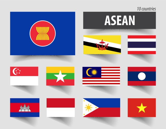 ASEAN Flags - Southeast Asian Nations Royalty Free Vector