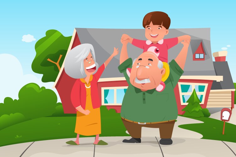 Grandfather grandson poster Royalty Free Vector Image