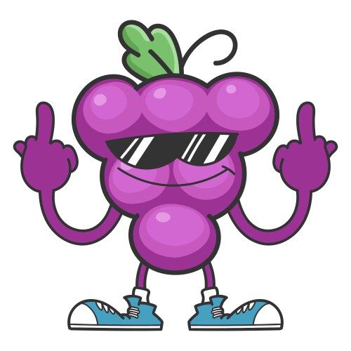 Fresh grapes cartoon Royalty Free Vector Image