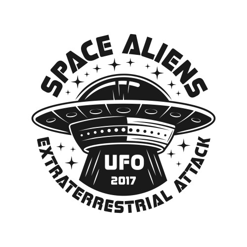 Badges set with ufo and aliens design Royalty Free Vector