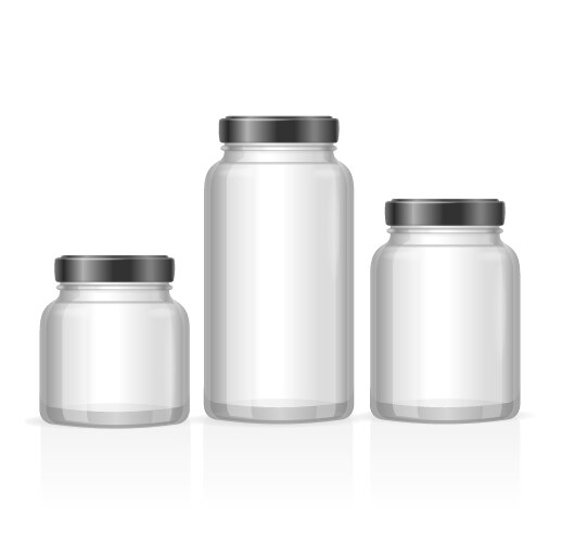 Transparent plastic jar with black and white lid Vector Image