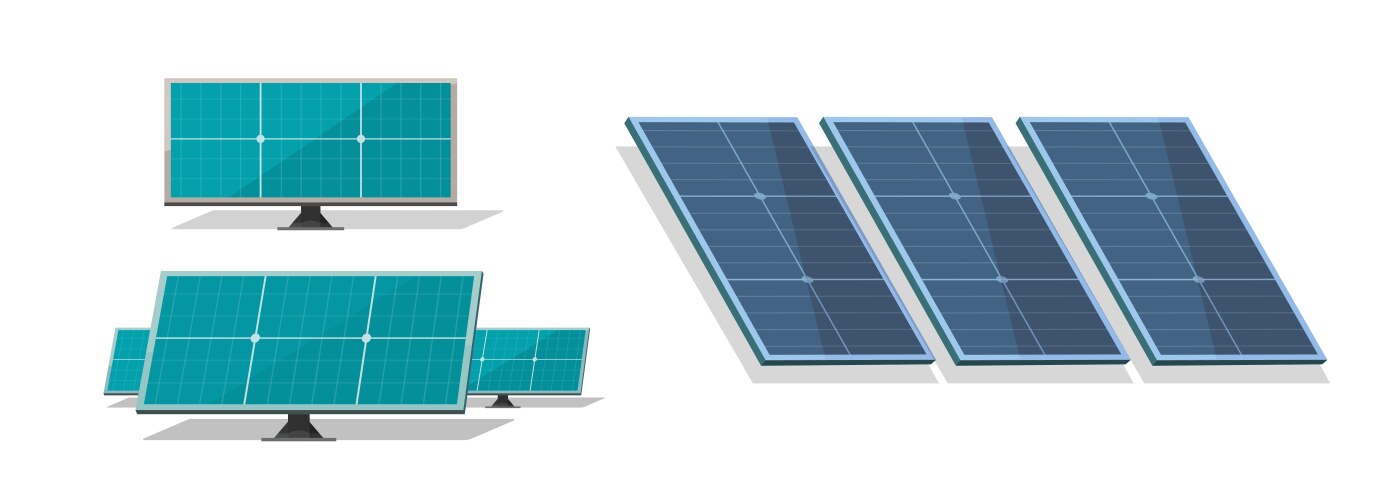 Solar panels realistic 3d set Royalty Free Vector Image