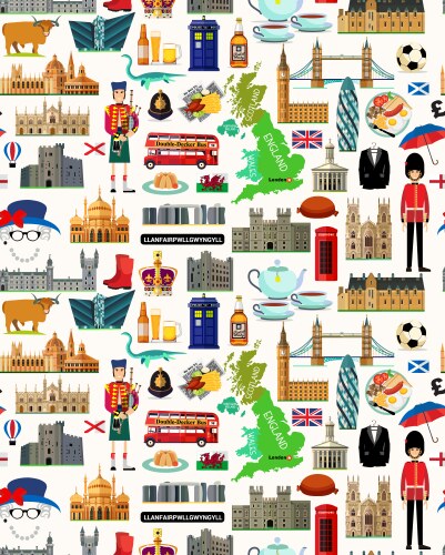 United kingdom travel map Royalty Free Vector Image