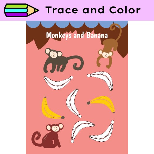 Pen tracing lines activity worksheet for children Vector Image