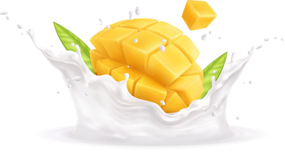 Mango cherry strawberry blueberry yogurt label Vector Image