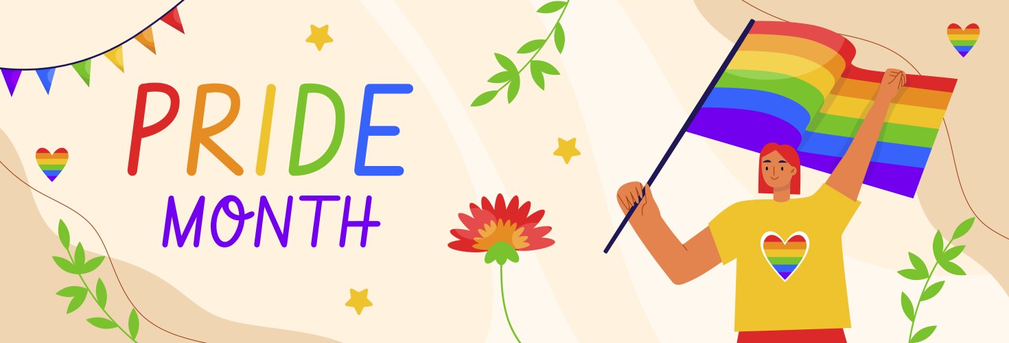 Watercolor horizontal banner template for pride Vector Image