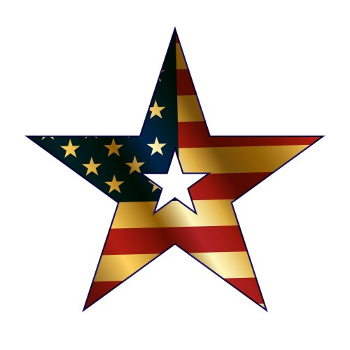 Golden star isolated on white transparent Vector Image