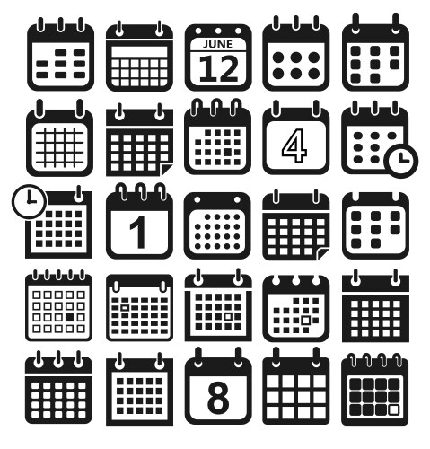 Calendar icons set with dates from 1 to 31 Vector Image