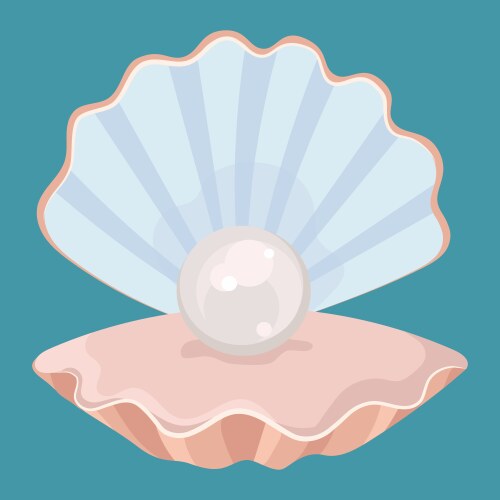 Realistic beautiful natural open sea pearl shell Vector Image