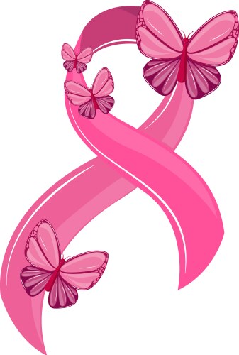 Pink butterfly with ribbon for breast cancer Vector Image