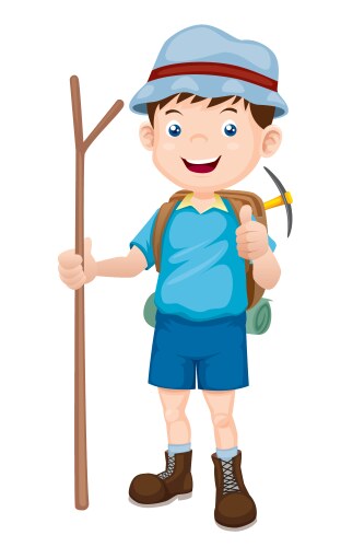 Kids Hiking Clip Art Boy And Girl Hiking On The Hill Child Outdoor
