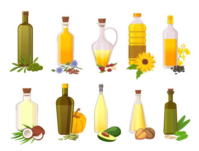 Realistic vegetable oils set Royalty Free Vector Image