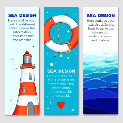 Nautical sea card set Royalty Free Vector Image