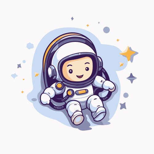 Cute astronaut in space suit on white background Vector Image
