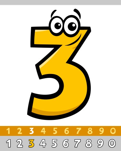 Funny orange number three 3 cartoon character Vector Image