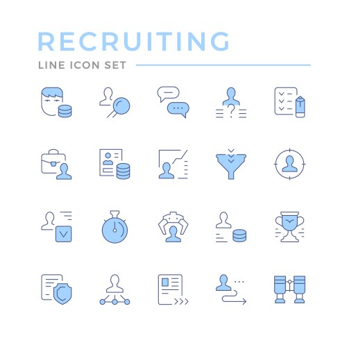 Recruitment solid icon set Royalty Free Vector Image