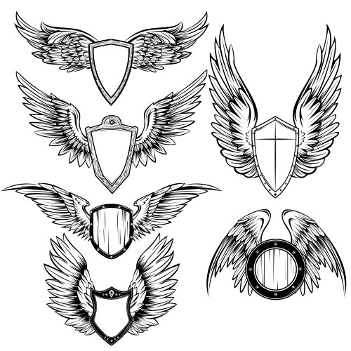 Heraldic wings set Royalty Free Vector Image - VectorStock