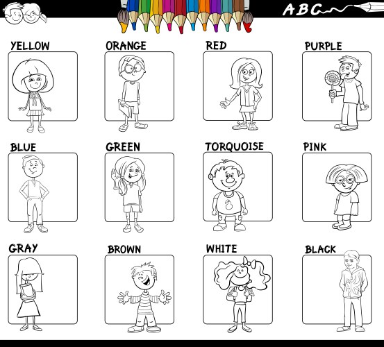 Kids basic colors chart Royalty Free Vector Image