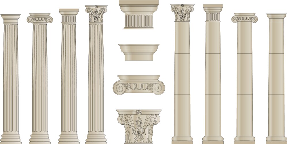 Greek columns ancient roman stone pillars old Vector Image