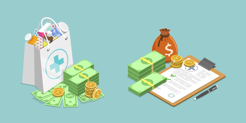 3d isometric flat of payment Royalty Free Vector Image