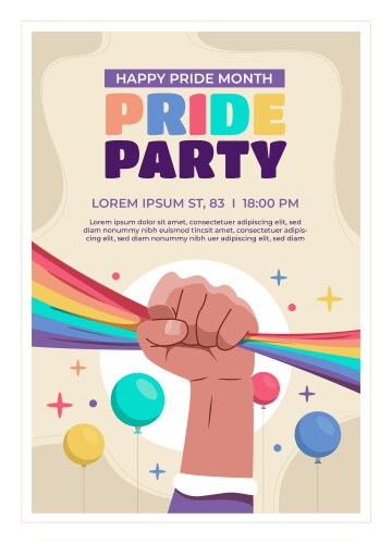 Flat vertical flyer template for pride month Vector Image