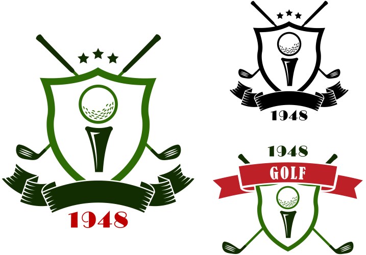 Golf ball crest emblem set Royalty Free Vector Image