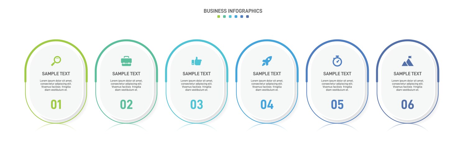 Horizontal progress bar featuring 6 arrow-shaped Vector Image