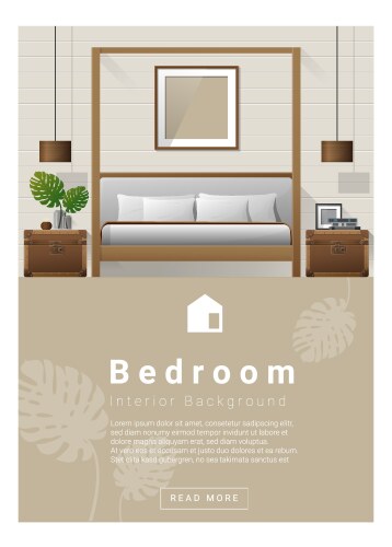 Bedroom interior social media poster template Vector Image