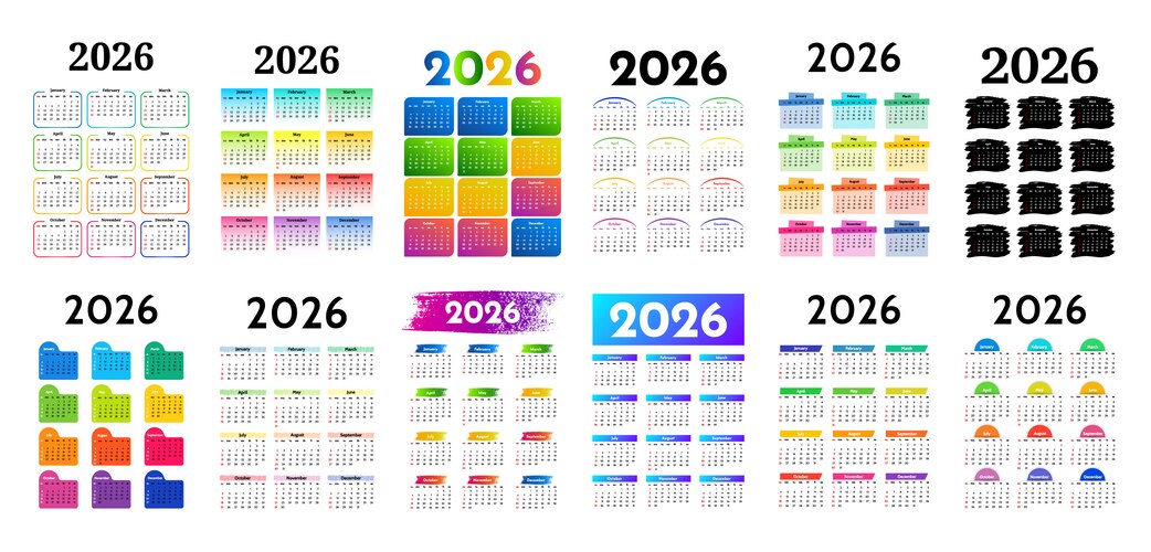 2026 Calendar - White Background – Royalty-Free Vector | VectorStock