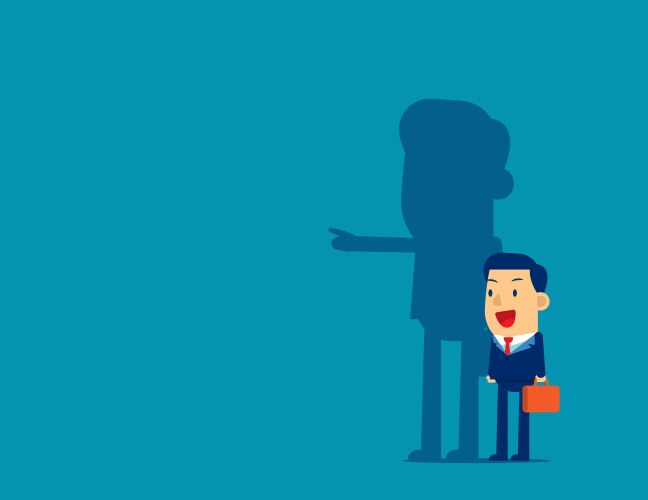 Businessman silhouette pose two hands pointing up Vector Image