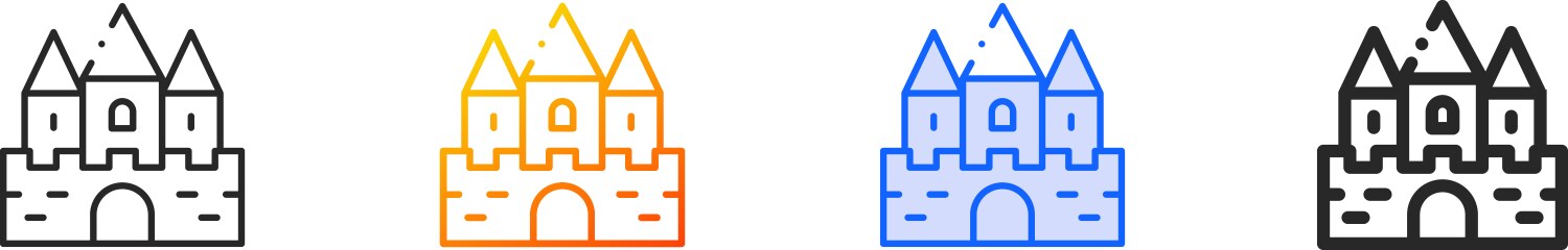 Castle tower iconthin linear gradient blue stroke Vector Image