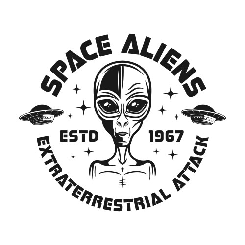 Aliens and ufo vintage emblems labels badges Vector Image