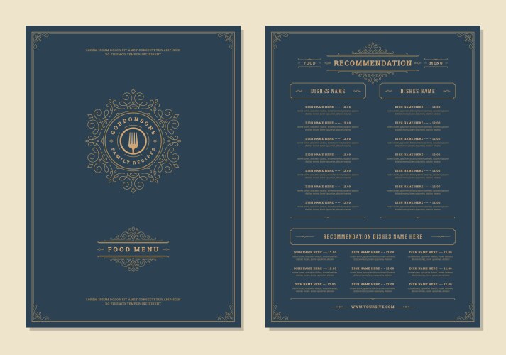 Vintage restaurant menu template layered Vector Image