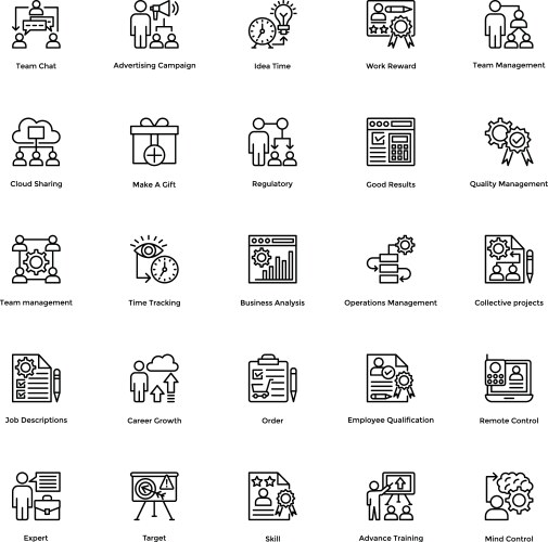 Project management line icons 3 Royalty Free Vector Image