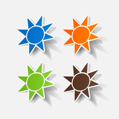 Realistic paper sticker sun Royalty Free Vector Image