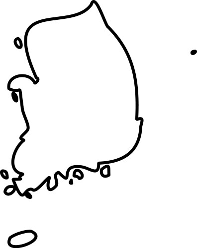 South korea - solid black silhouette map Vector Image