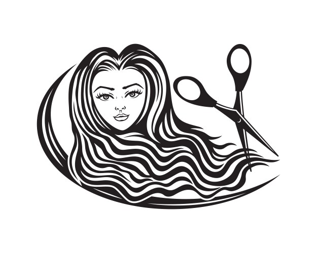 Scissors and comb design for a beauty salon Vector Image
