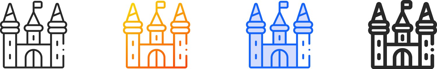 Castle tower iconthin linear gradient blue stroke Vector Image