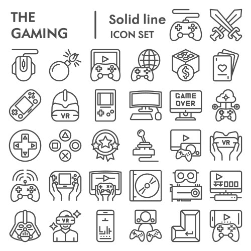 Video game doodle icon set design element Vector Image