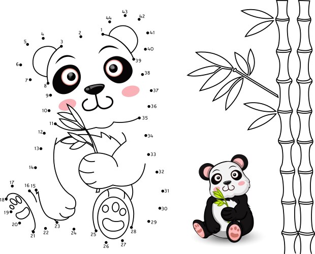 Dot to game for kids connect digits Royalty Free Vector