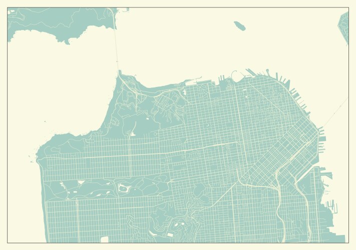 San francisco city plan detailed map Royalty Free Vector