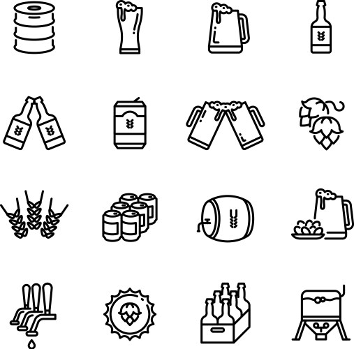 Drink alcohol beverage icons set Royalty Free Vector Image