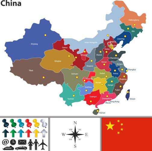 Colorful china political map with selectable Vector Image