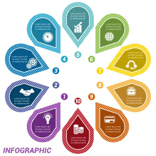 5 points steps connected circle list diagram Vector Image