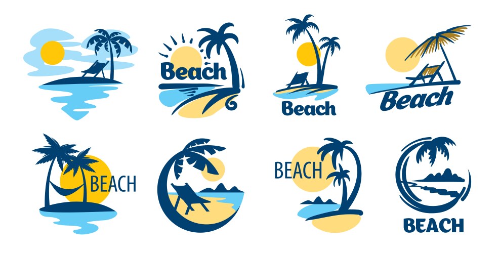 Sunset beach logo design Royalty Free Vector Image