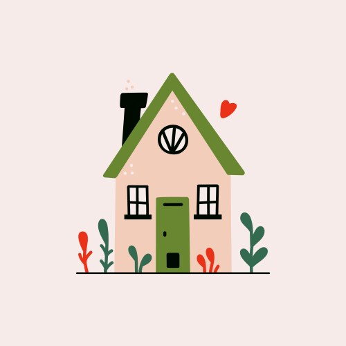 Cute tiny house cartoon cottage with chimney Vector Image
