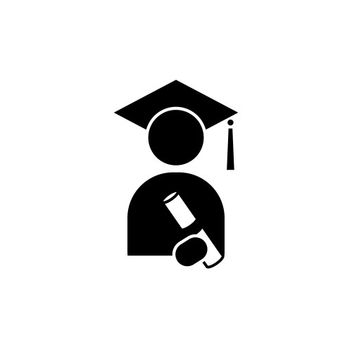 Graduate student icon wearing cap Royalty Free Vector Image