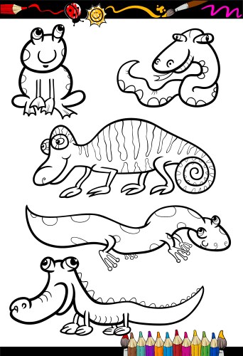 Coloring book zoo animals set 2 Royalty Free Vector Image