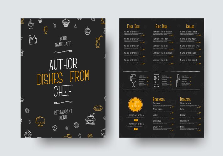 Black restaurant menu template Royalty Free Vector Image